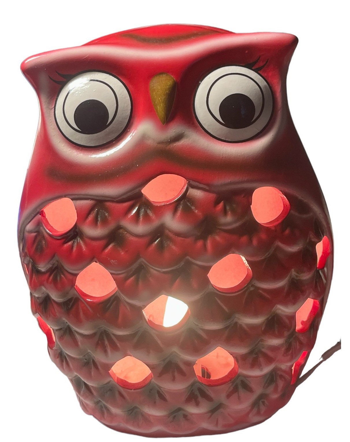 Vintage Red Owl Accent Table Lamp Ceramic 8” Tall - Etsy