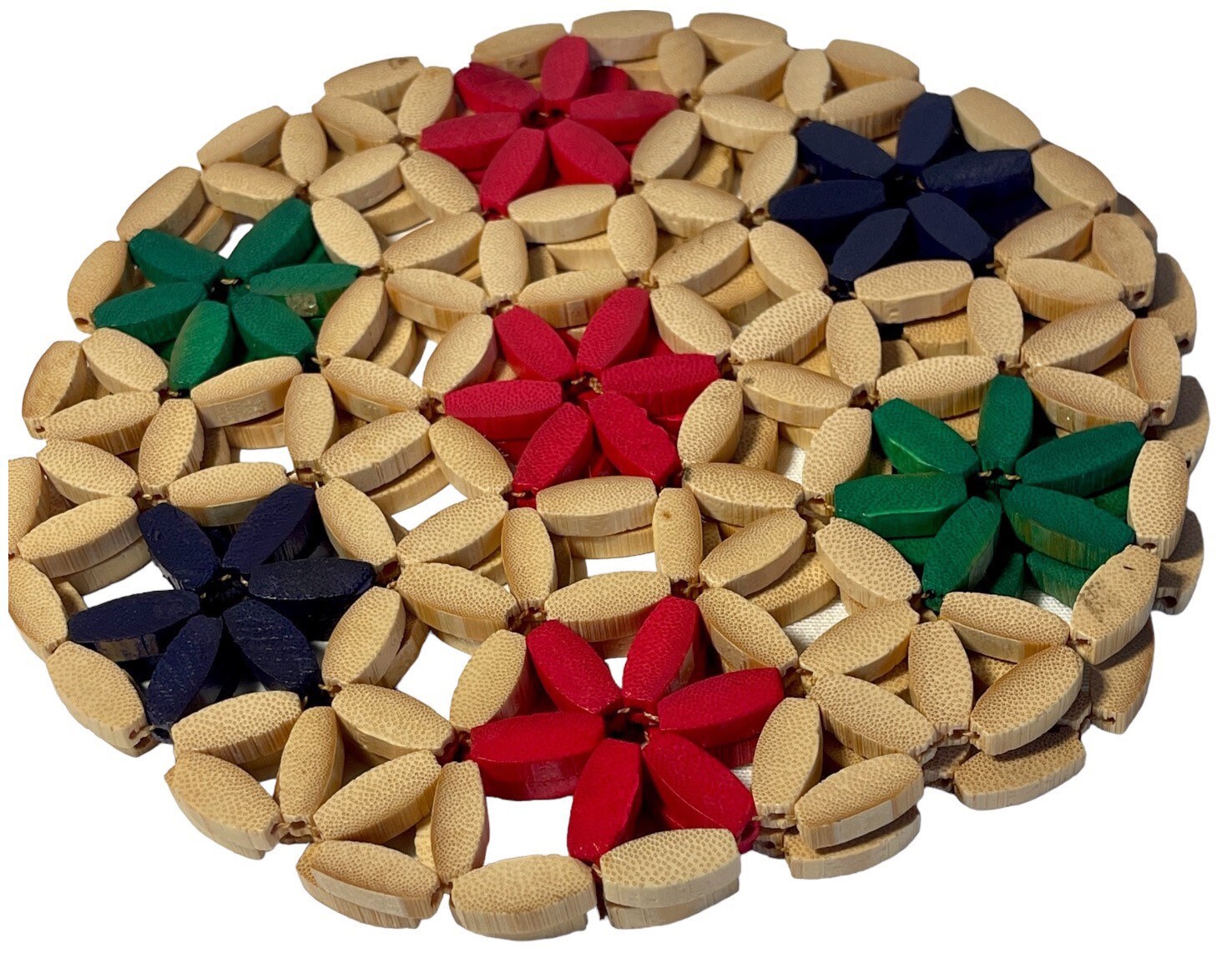 Vintage 2 Beaded Wooden Trivet Hot Pad or Wall Hanging Boho Wood Bead ...