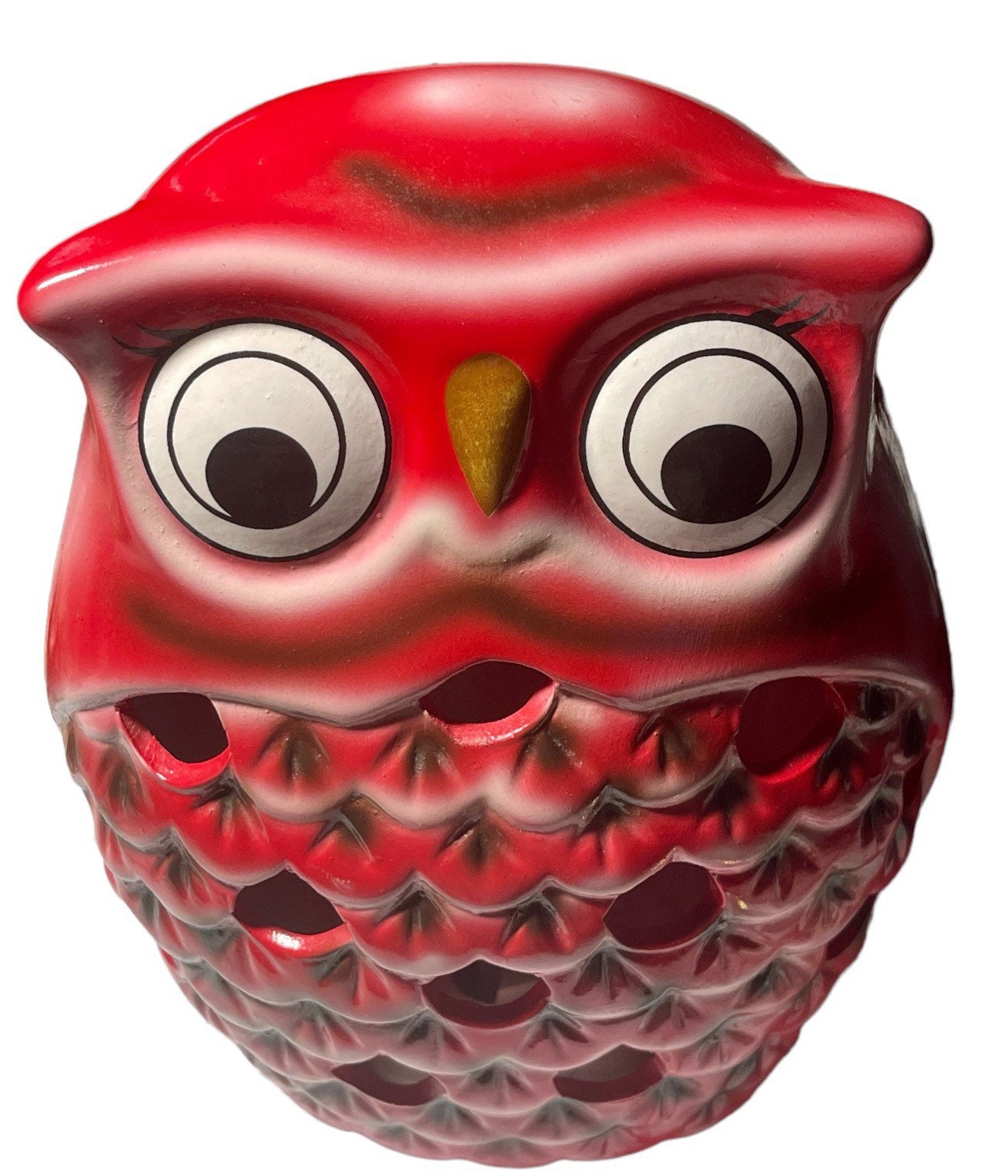 Vintage Red Owl Accent Table Lamp Ceramic 8” Tall - Etsy