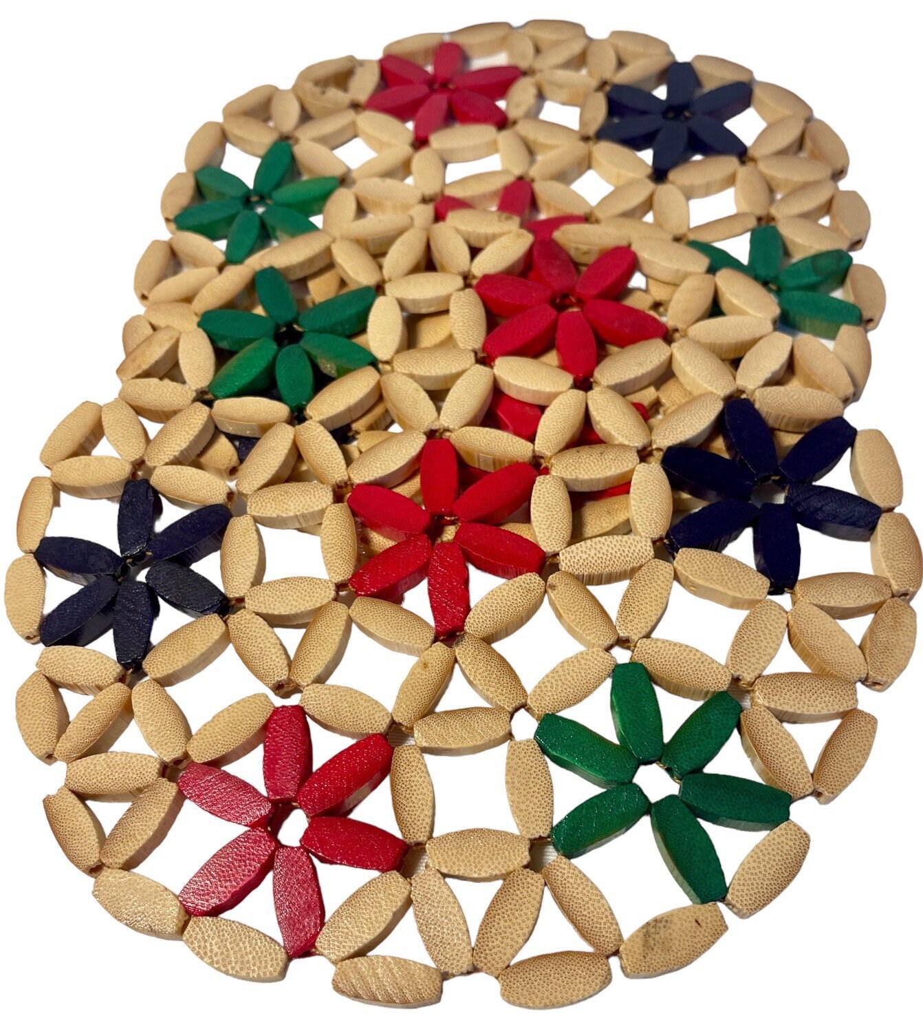 Vintage 2 Beaded Wooden Trivet Hot Pad or Wall Hanging Boho Wood Bead ...