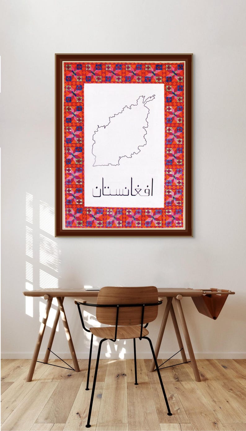 Afghan Decor Afghanistan Map Afghan Art Print - Etsy