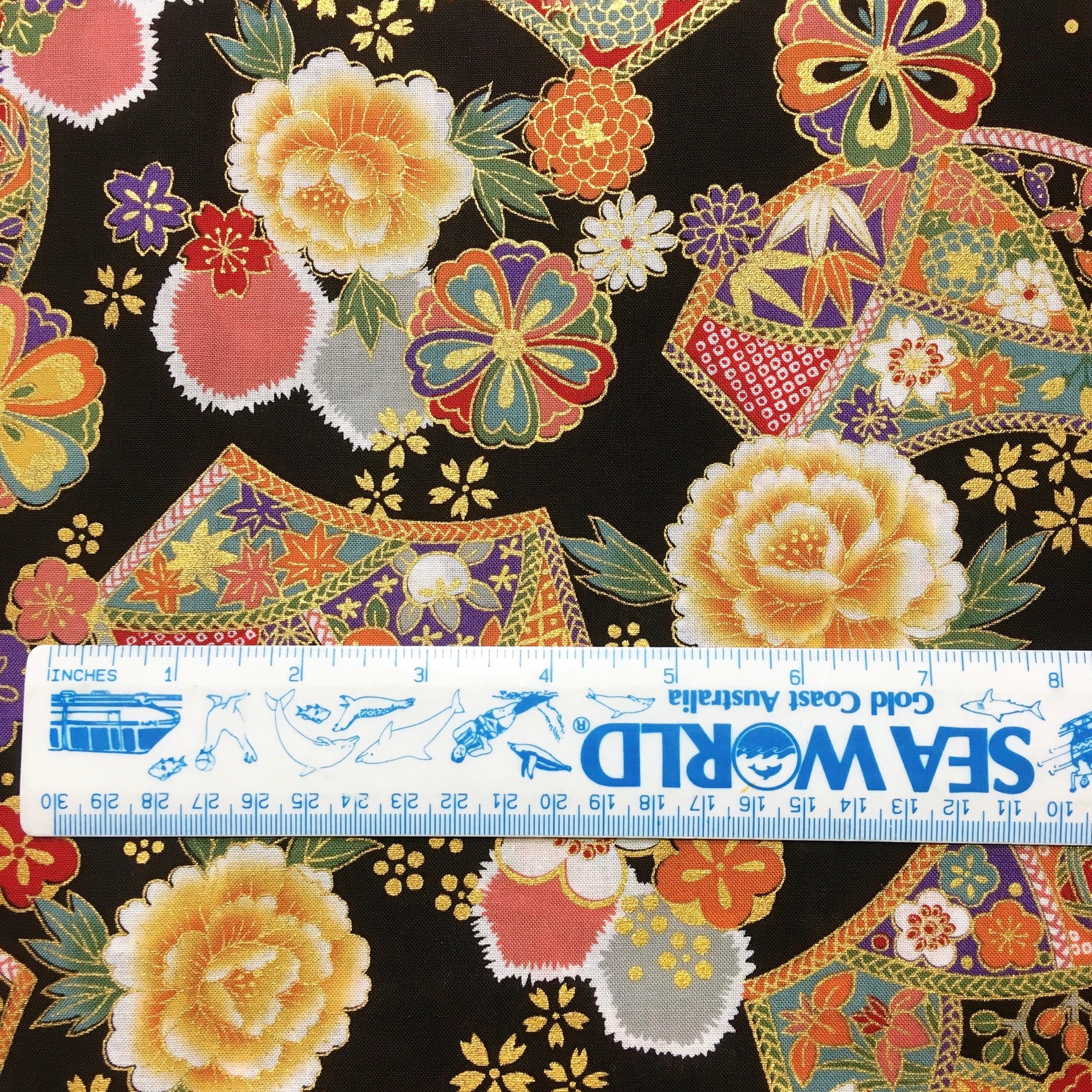 Japanese Fabric Sensu Sakura Flower Cotton Print Asian Kimono - Etsy