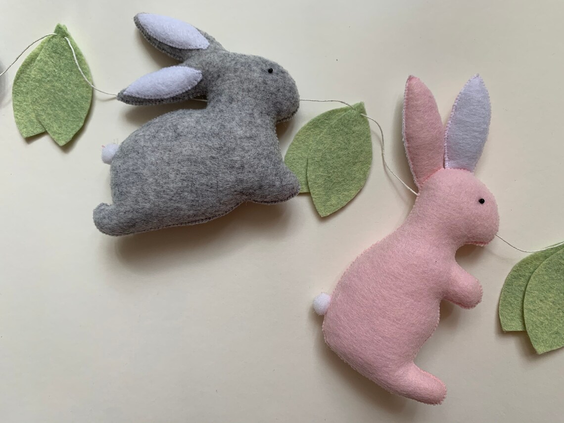 Bunny Garland Bunny Nursery Garland Woodland Garland Felt - Etsy