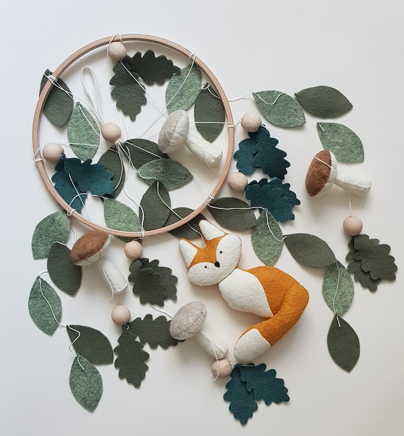 Woodland animal mobile woodland mobile fox baby mobile | Etsy