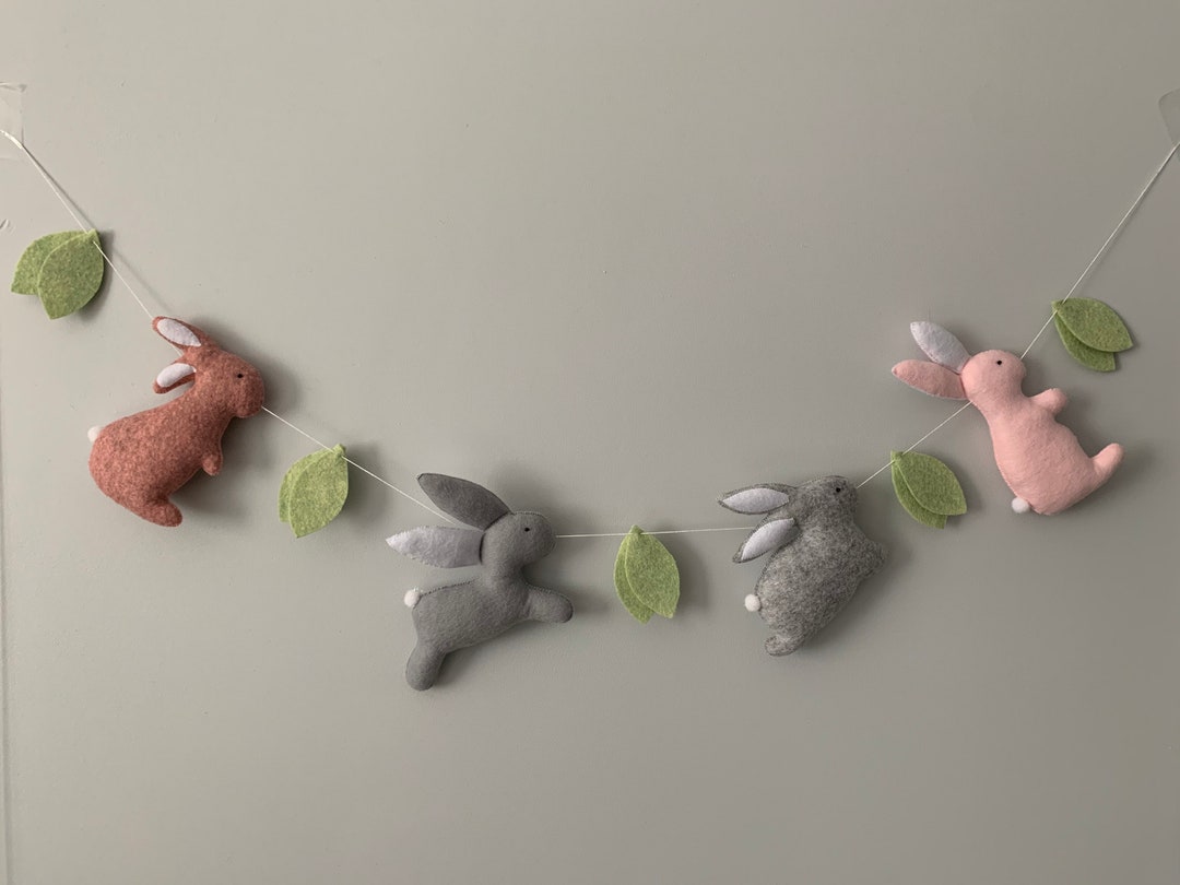 Bunny Garland, Bunny Nursery Garland, Woodland Garland, Felt Garland ...