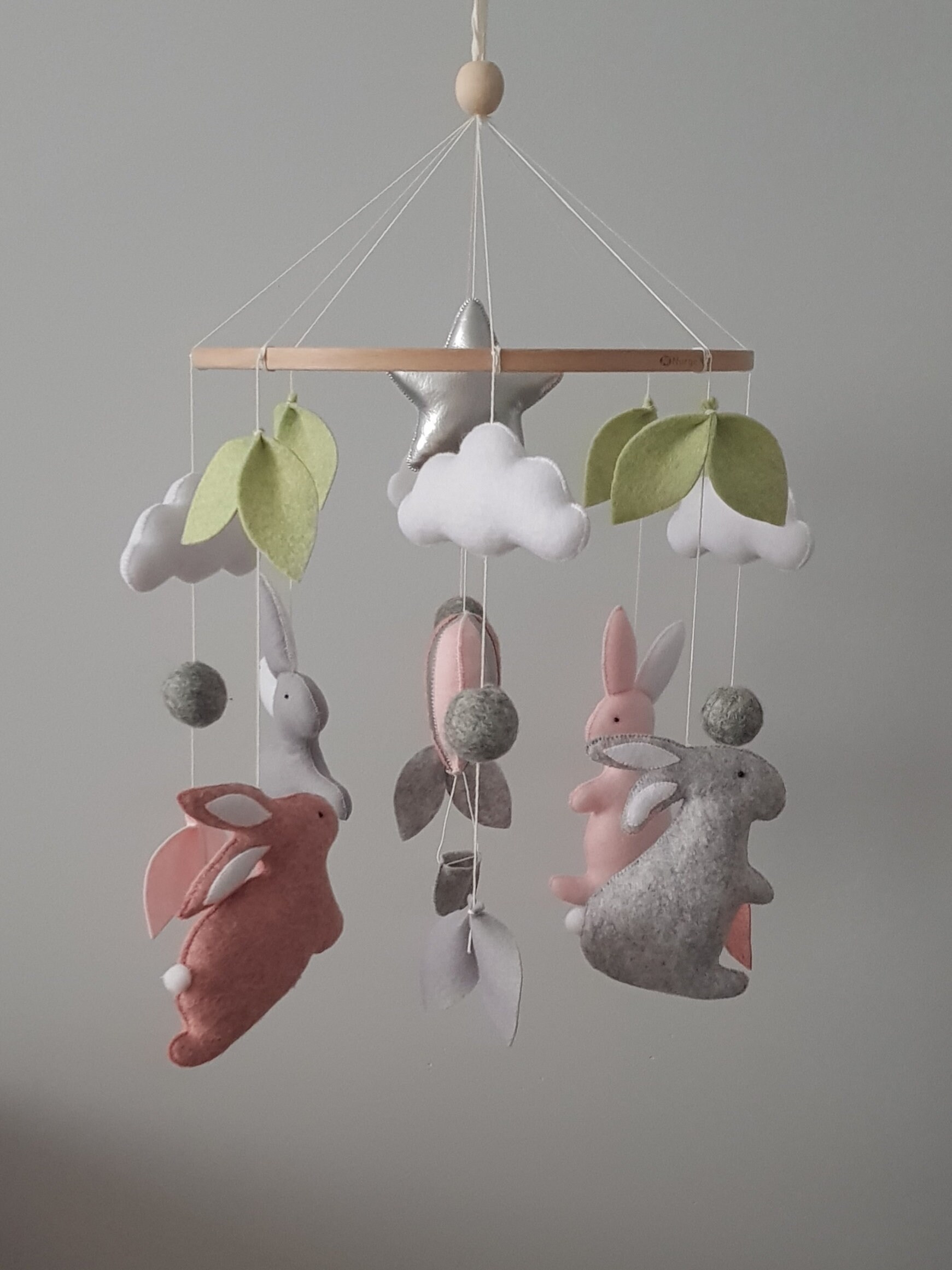 Baby Girl Mobile, Crib Mobile, Bunny Nursery, Hanging Mobile, Forest ...