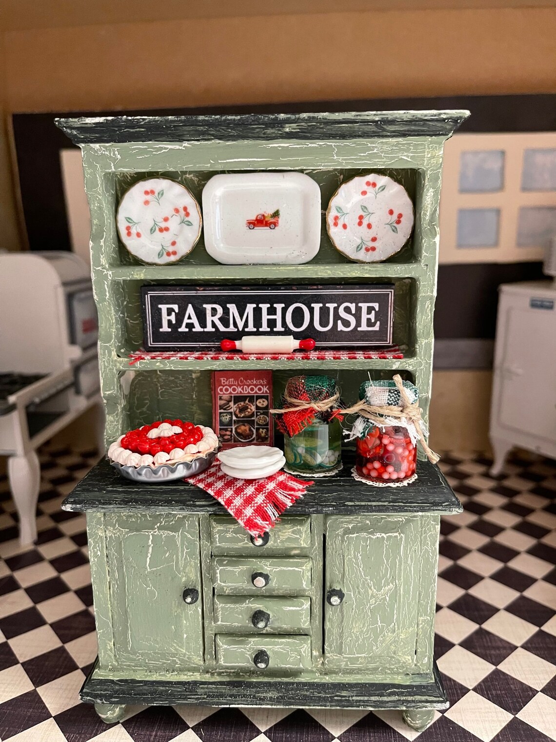 Rustic Farmhouse Hutch With Crackle Finish in 2 Shades of - Etsy