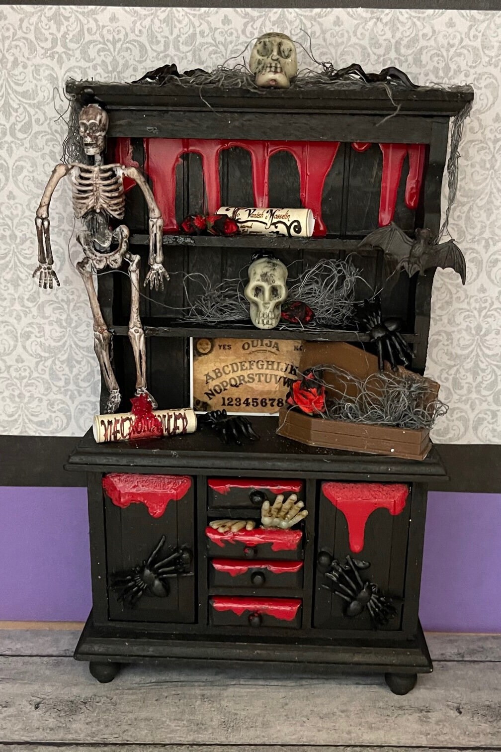 Scary Hutch With Dripping Blood (paint) Skeleton Hands Crawling Out of ...