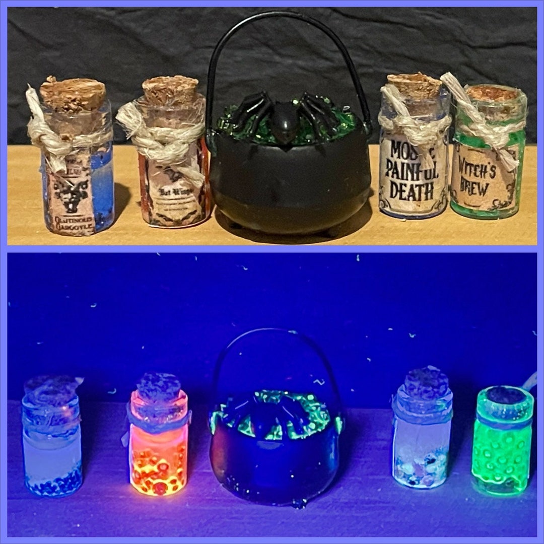 Five-piece Cauldron Glow in the Dark (black Light) Set Includes One ...
