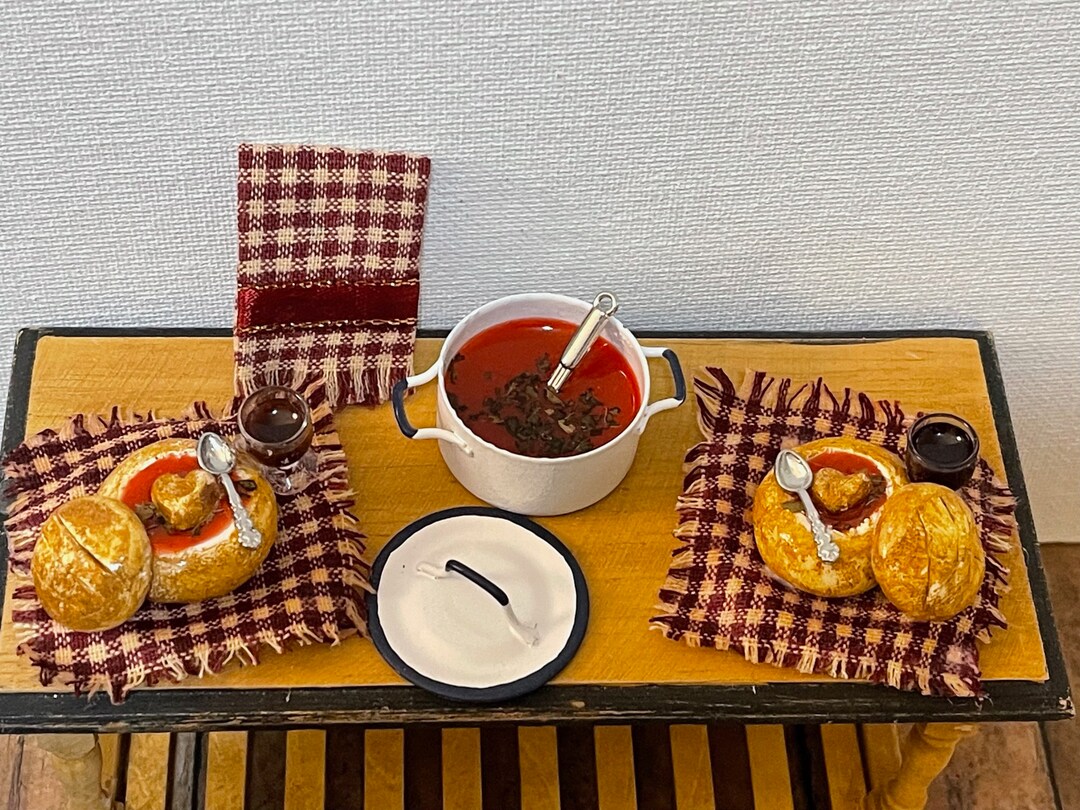 5-piece Bread Bowl Soup Set, 1 Pot Tomato Soup W/permanent Ladle. 1 Lid ...