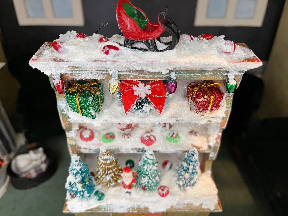 North Pole Santa Land on a Hutch Lots of Snow and Sparkle - Etsy