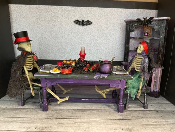 4-piece Gothic/halloween Set Filled Table & Hutch 2 Chairs | Etsy