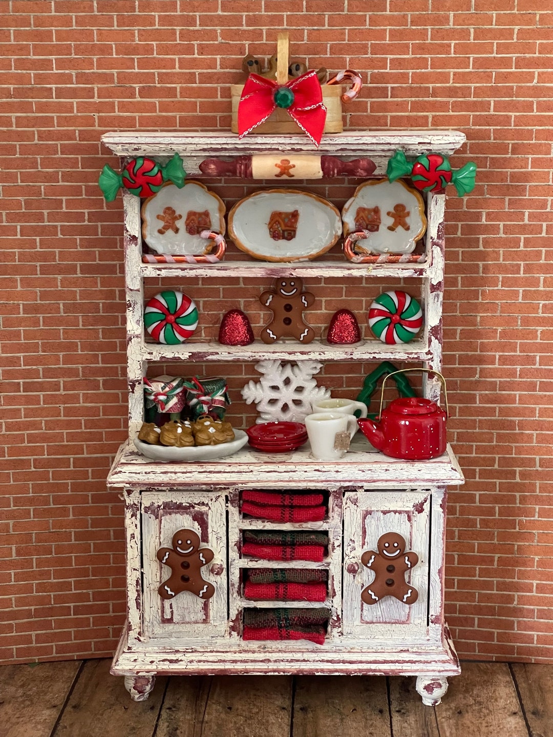 Gingerbread and Festive Colored Holiday Hutch Done in Crackle and ...