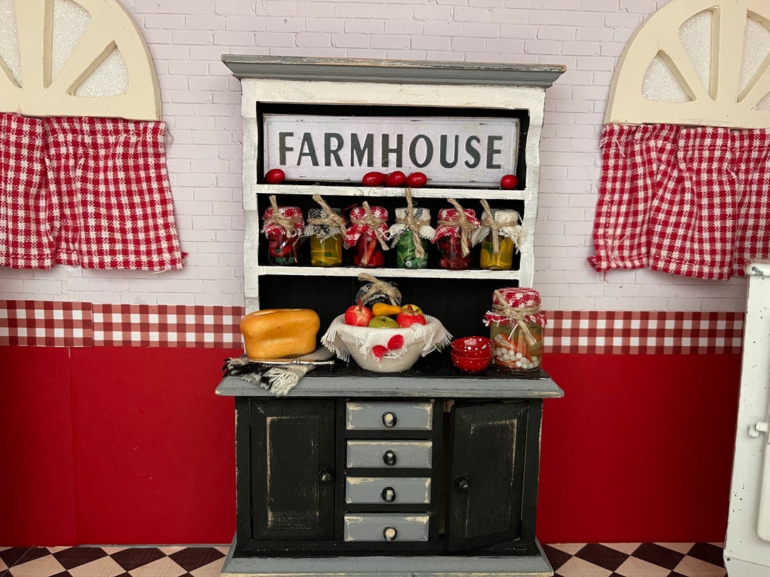 A Country Farmhouse Hutch With Jars of Canned Foods and Much - Etsy Finland
