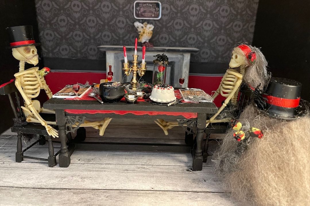 Gothic Anniversary Dinner, One Skeleton Couple, Their Cousin Stopped by ...