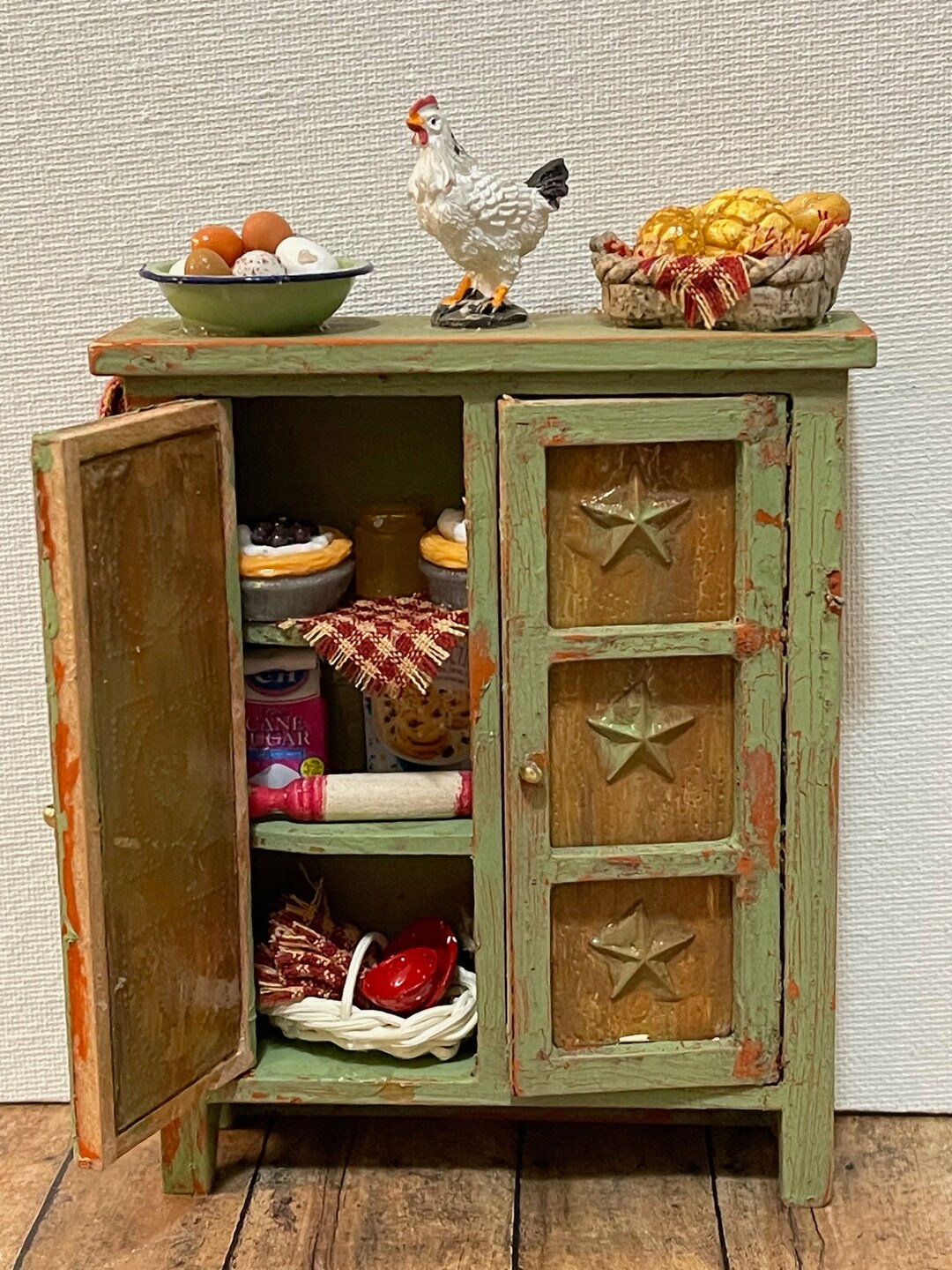 Very Rustic Farmhouse Pie Safe W/rusty Looking Faux Tin Doors W/added ...