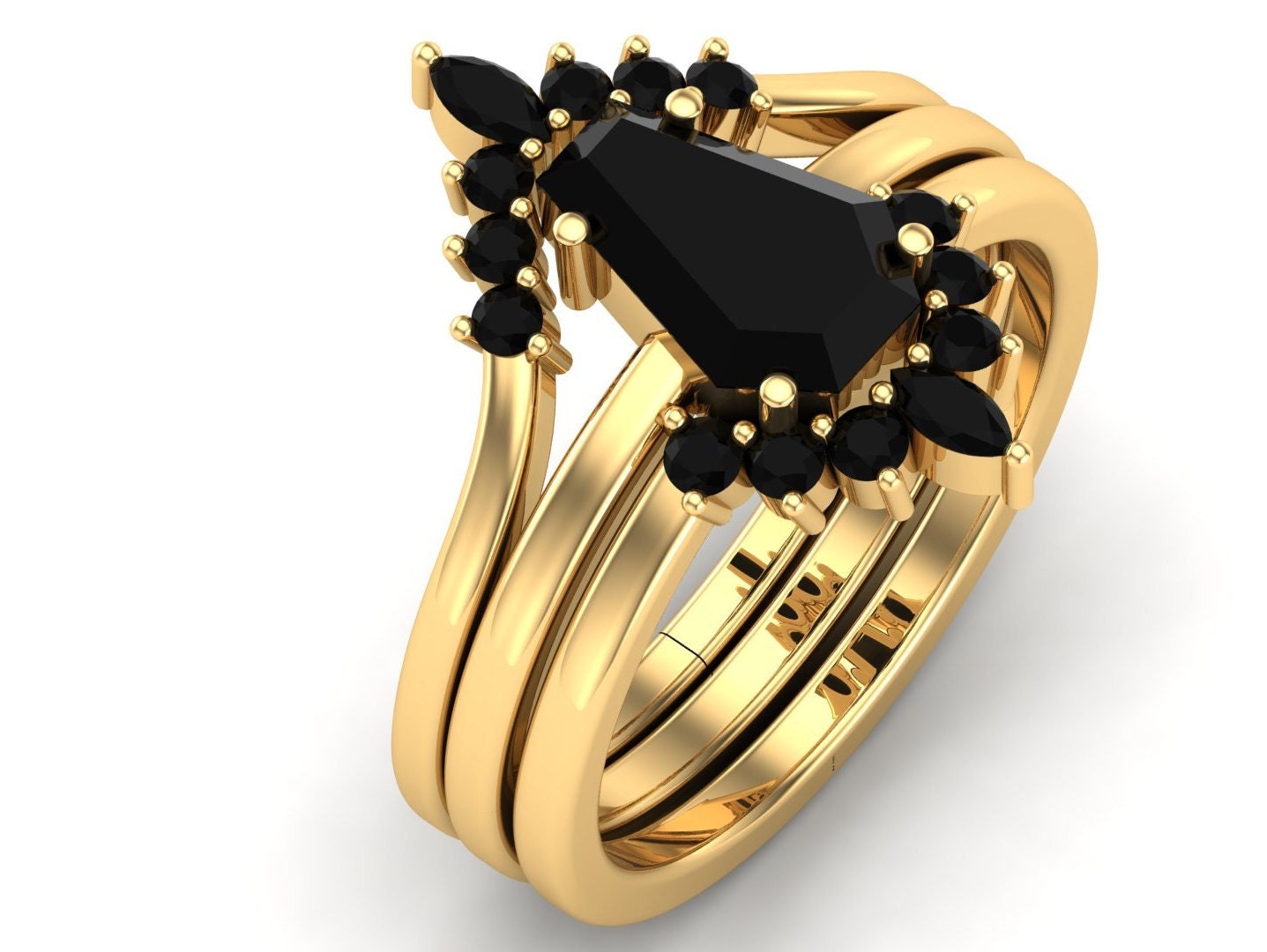 Antique Coffin Shaped Ring Set Coffin Cut Black Onyx - Etsy