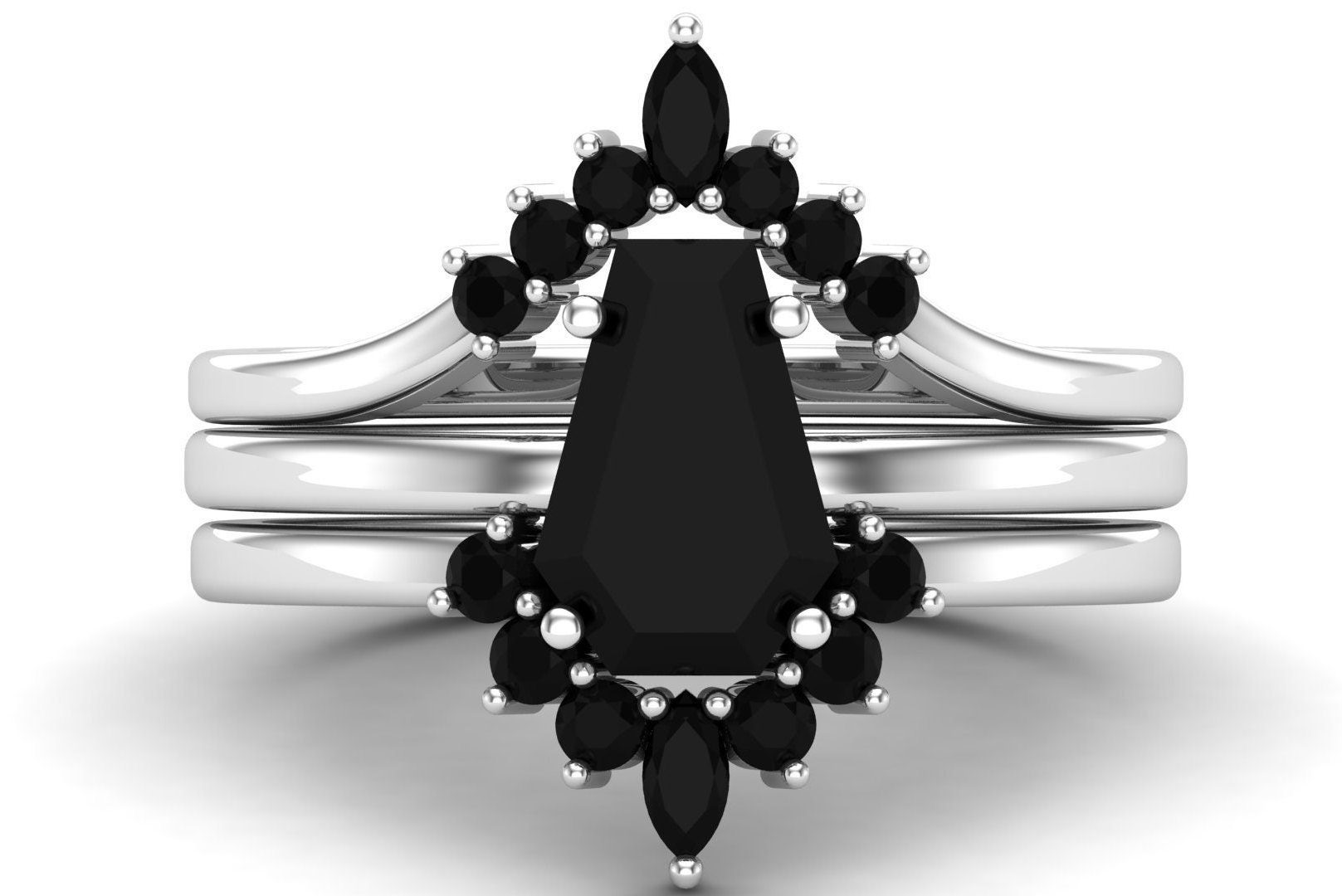Antique Coffin Shaped Ring Set Coffin Cut Black Onyx - Etsy