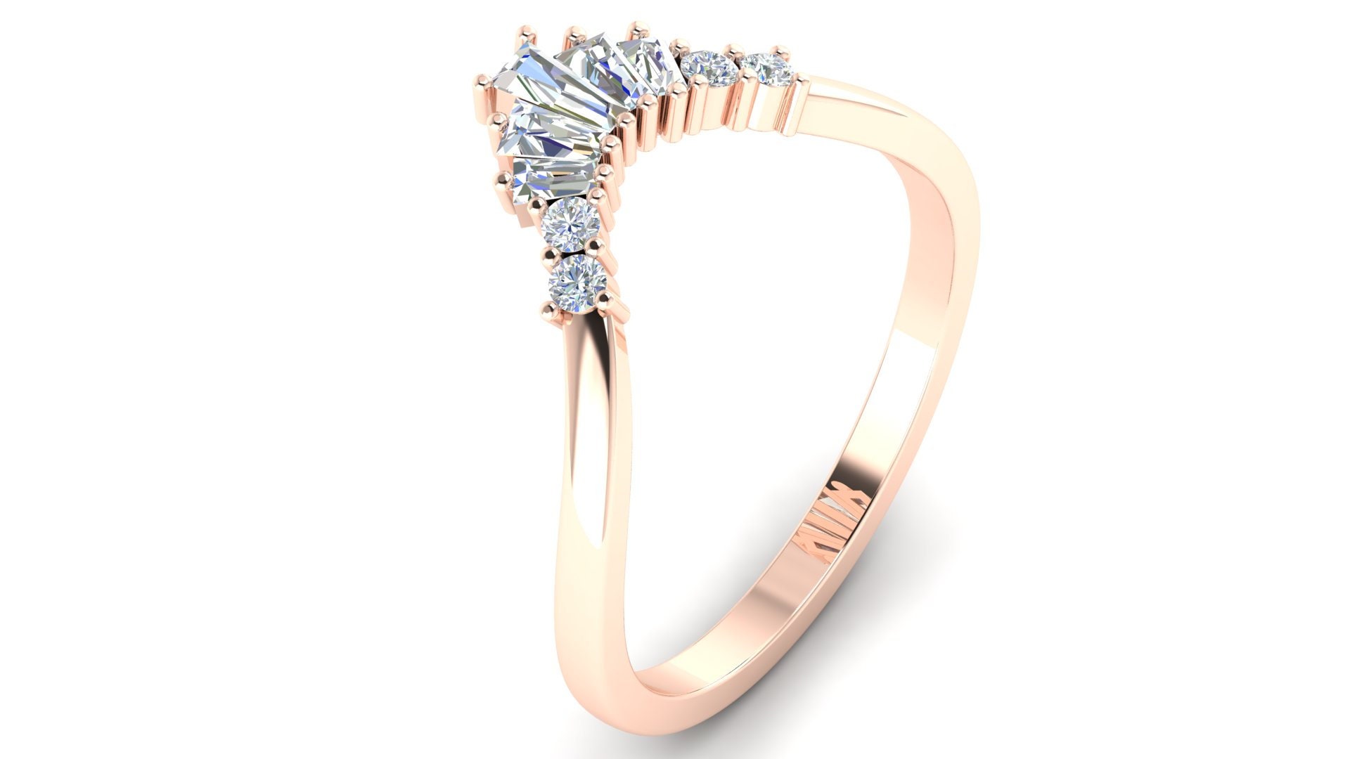 Curved Engagement Ring Curved Wedding Ring Matching Ring | Etsy