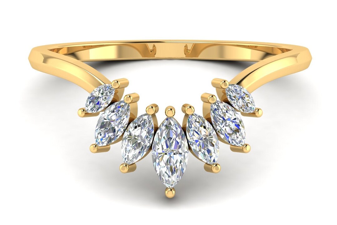 Curved Wedding Ring Curved Engagement Ring Minimalist Ring Gold ...