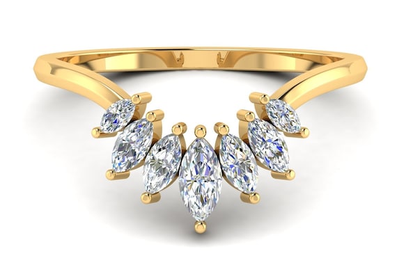 Curved Wedding Ring Curved Engagement Ring Minimalist Ring | Etsy