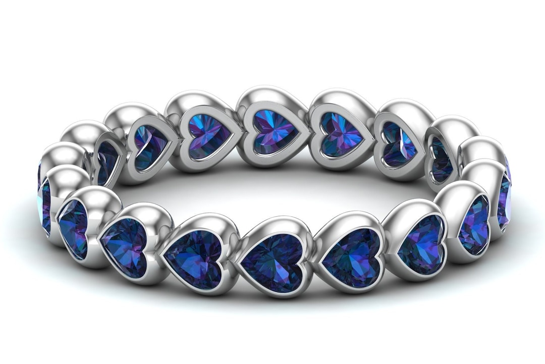 Vintage Alexandrite Eternity Band for Women Lab Alexandrite Engagement ...