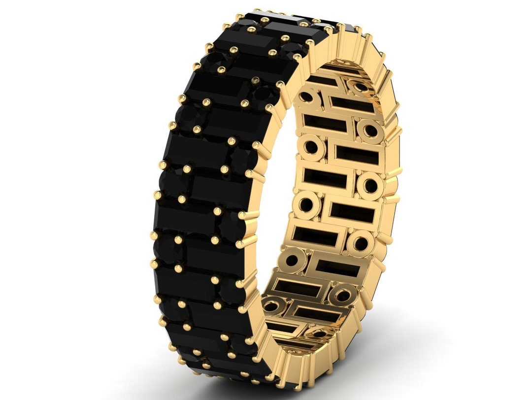 Black Onyx Eternity Rings for Women Black Onyx Engagement Ring Antique ...