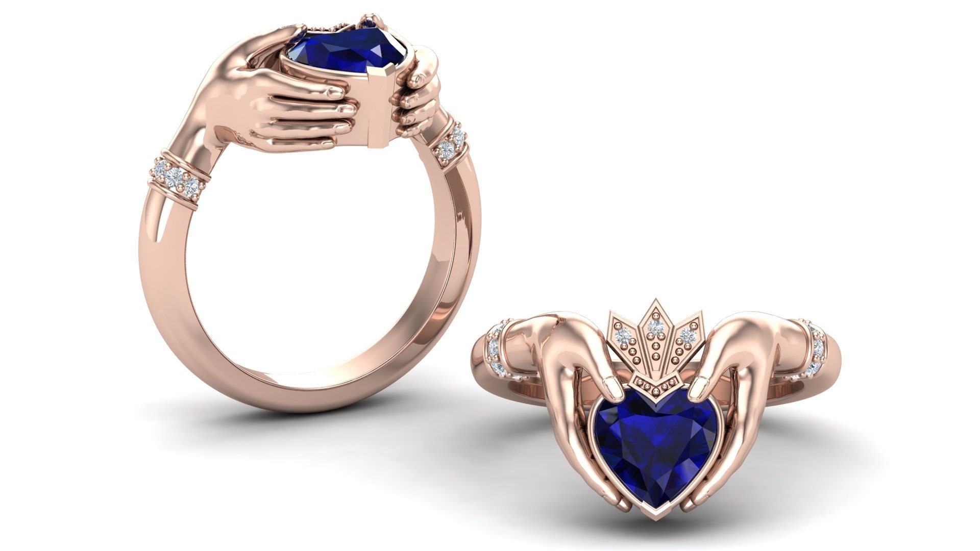 Claddagh Engagement Ring Sapphire