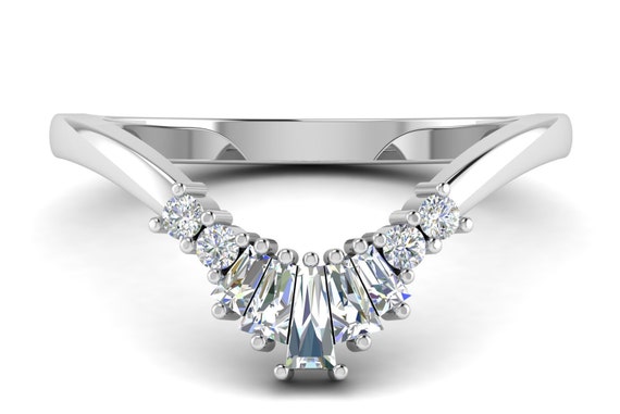 Curved Engagement Ring Curved Wedding Ring Matching Ring | Etsy