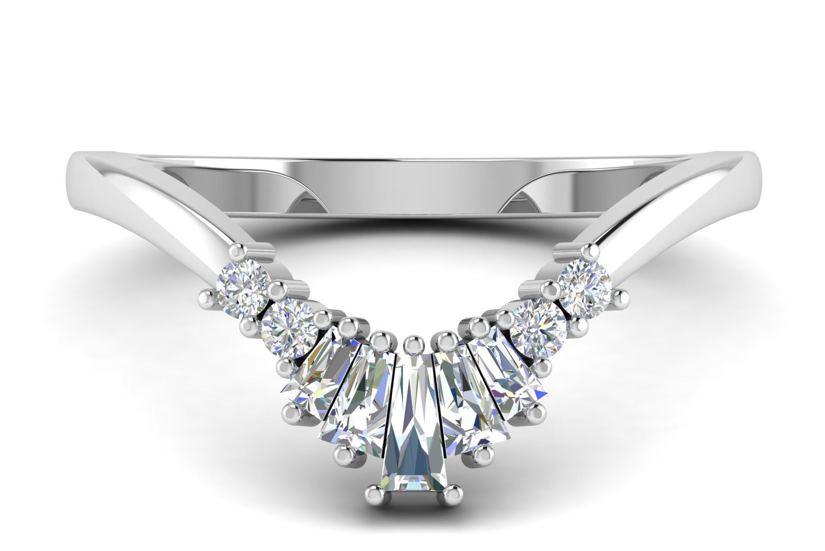 Curved Engagement Ring Curved Wedding Ring Matching Ring | Etsy