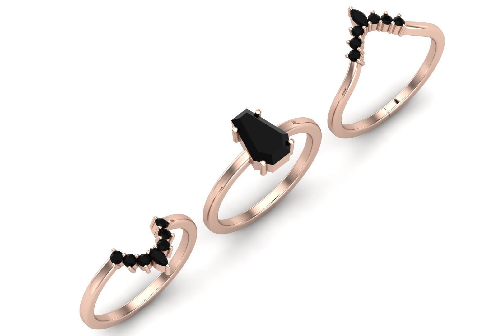 Antique Coffin Shaped Ring Set Coffin Cut Black Onyx - Etsy