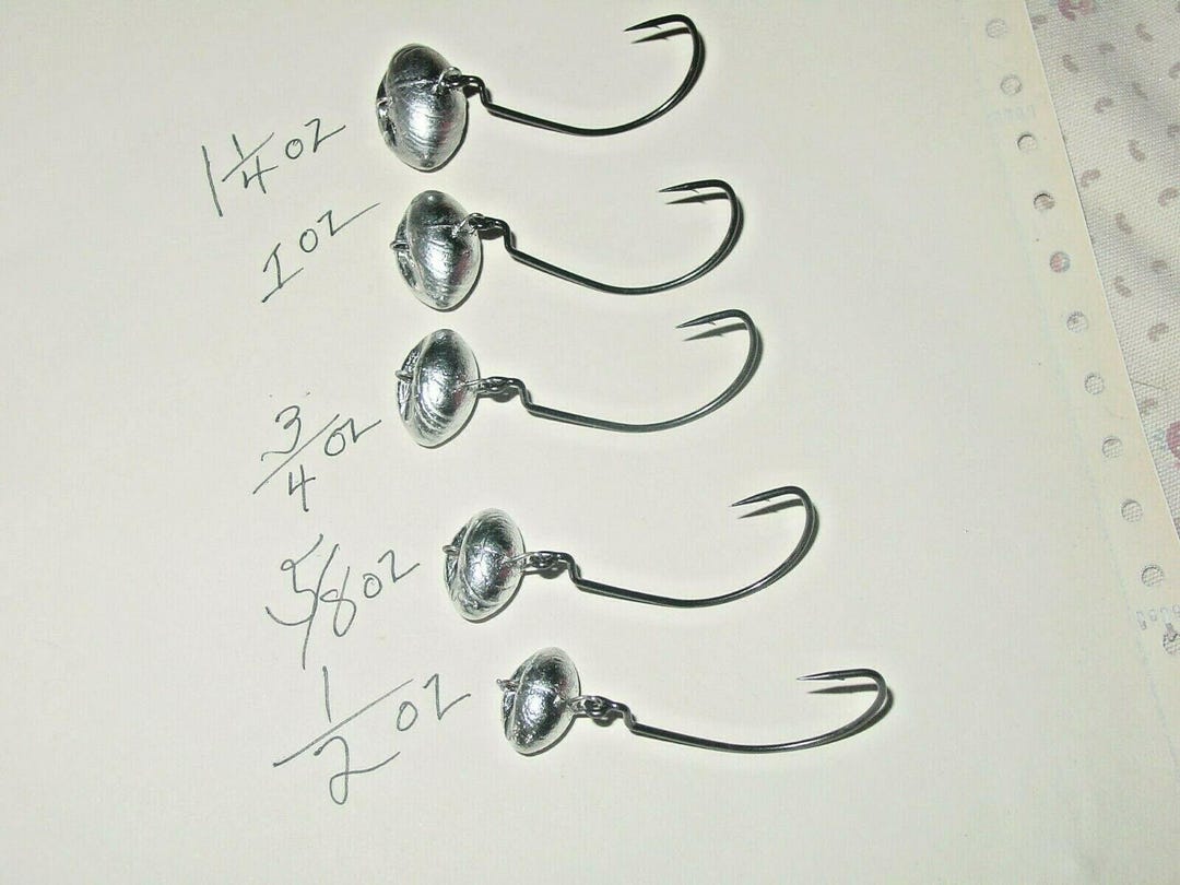 6 Pk Football Swing Head JIG, Wobble Head, MUSTAD Hook Multiple Weights ...