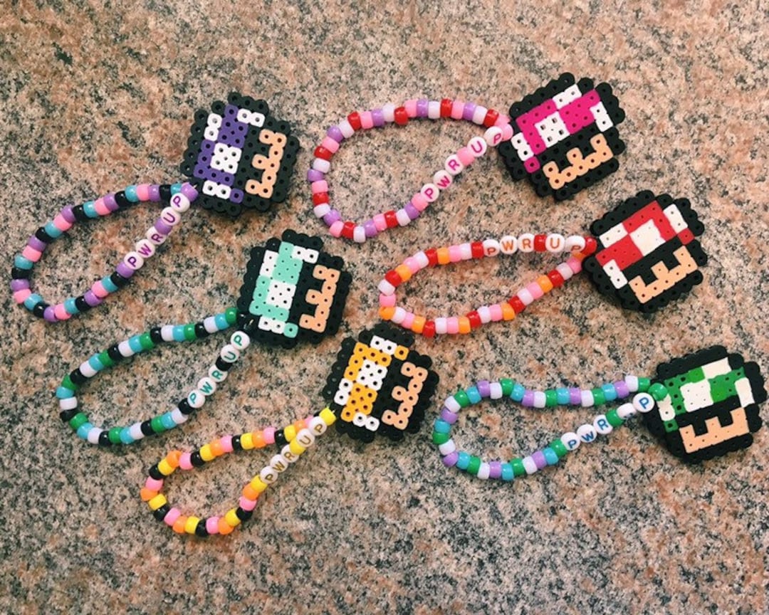 Mushroom Kandi Bracelet Pairs, Rave Wear Accessories, Funky Kandi ...