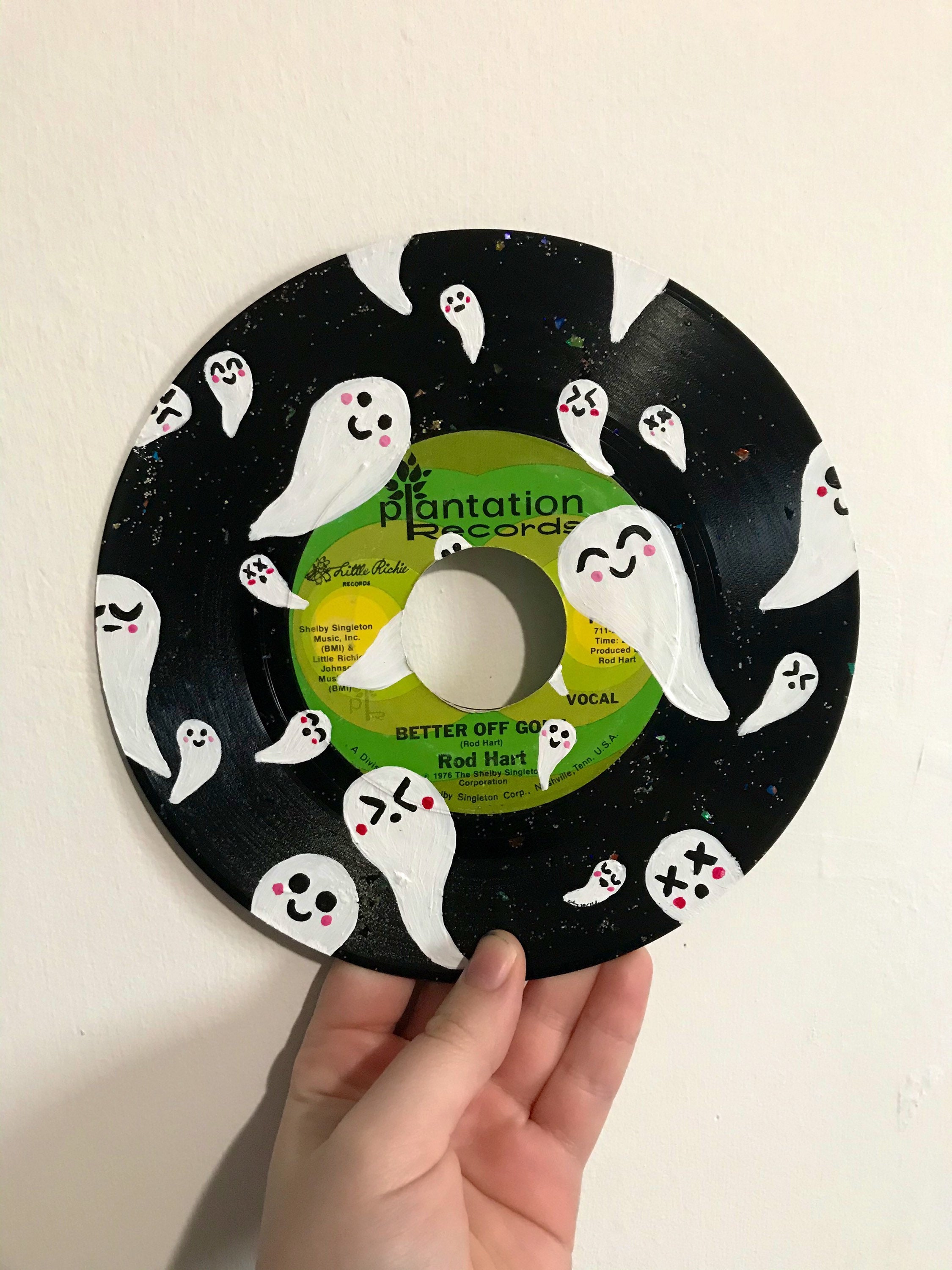 Spooky Ghosts Painting, Repurposed Vinyl Record, Halloween Decor ...
