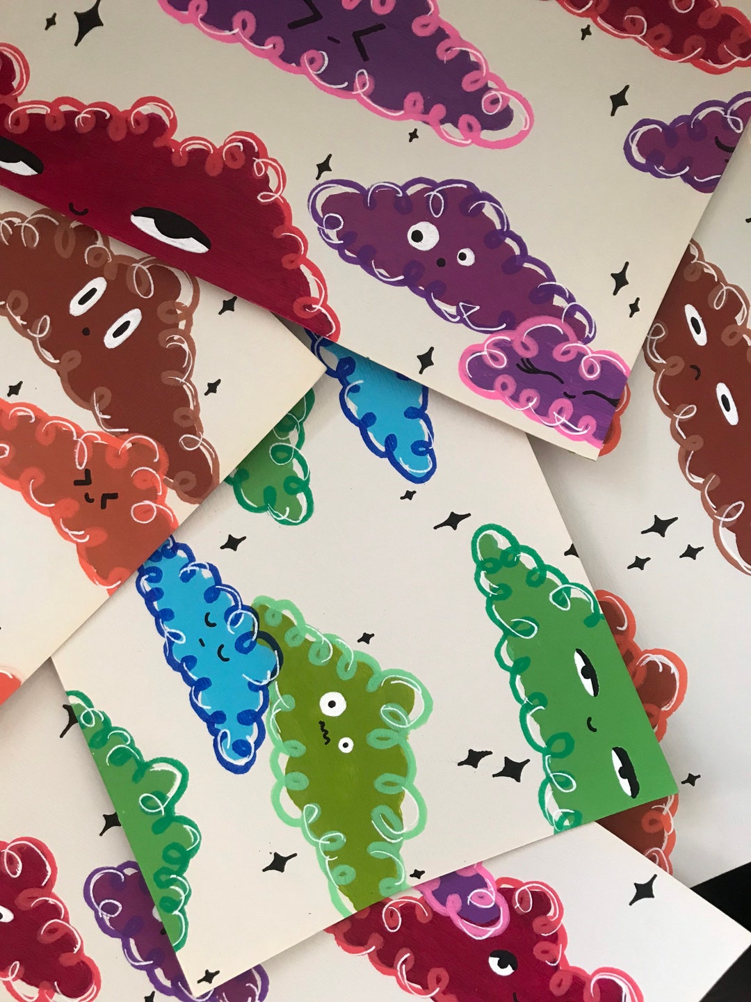 Goofy Cloud Artwork, Original Paintings, Cloud Line Art, Trippy Ink ...