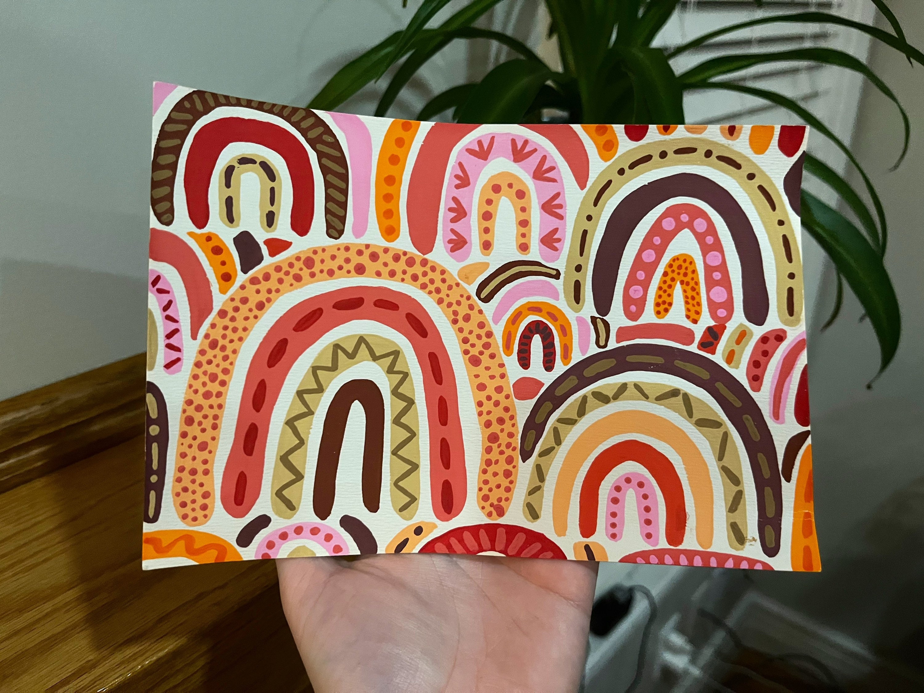 Boho Rainbow Painting, Gouache Painting, Rainbow Nursery Artwork, Funky ...