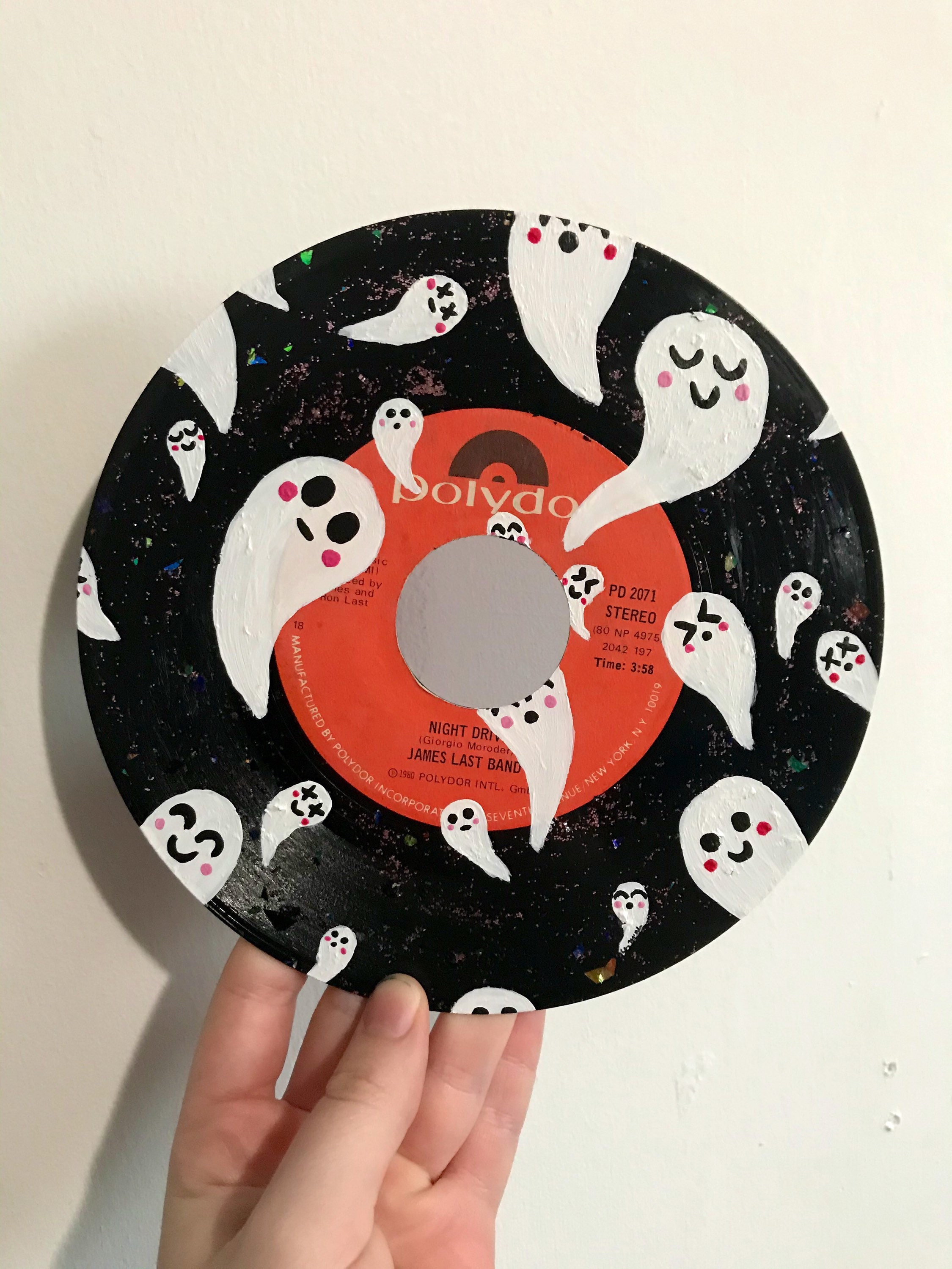 Spooky Ghosts Painting Repurposed Vinyl Record Halloween - Etsy