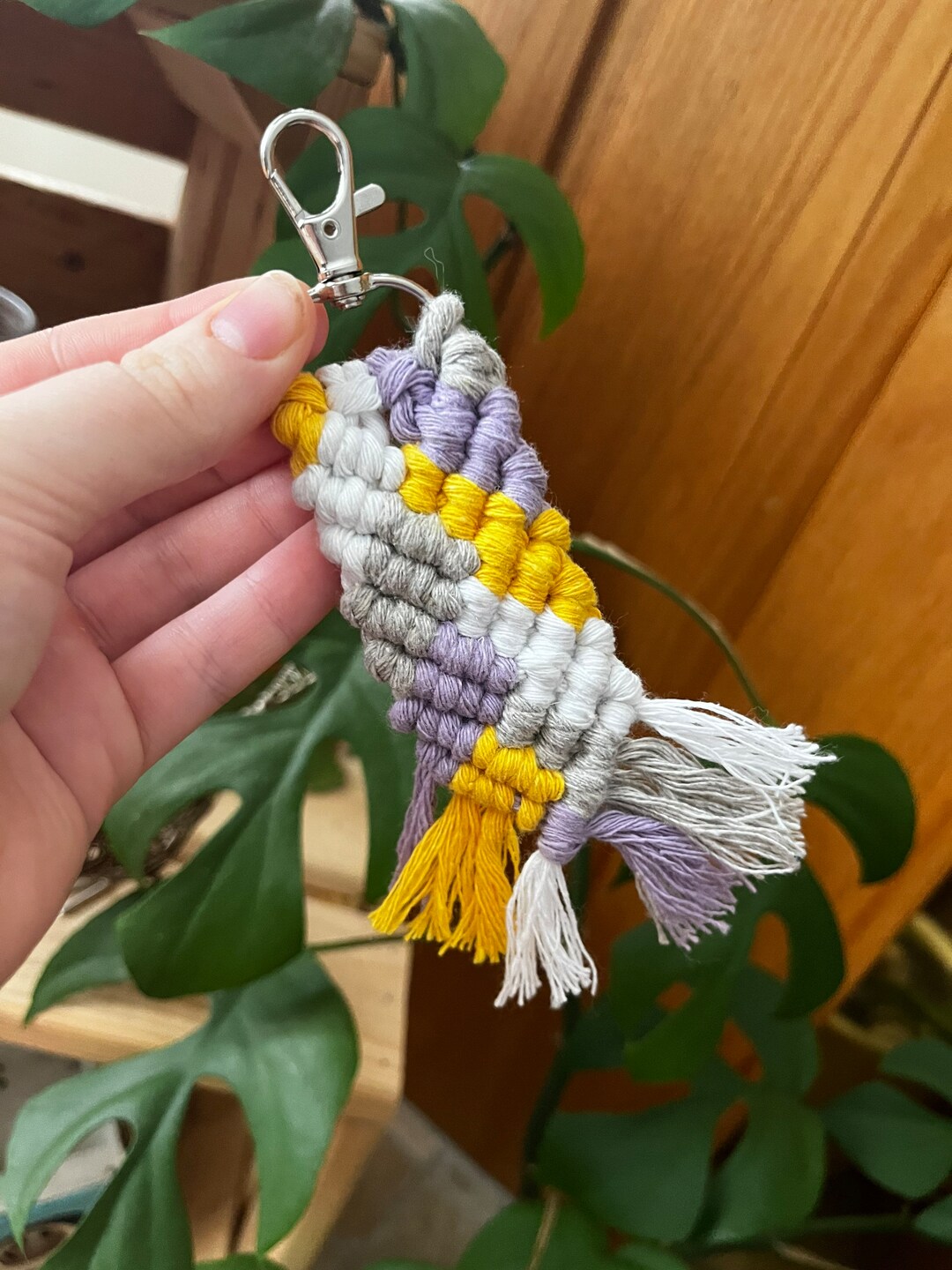 Non-binary Pride Flag Keyring, Pride Macrame Keychain, Keychain ...