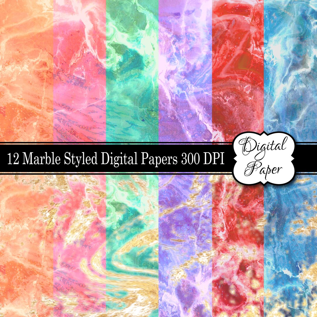 Marble Printable Digital Paper Pack, Marble Gold Printable Paper ...