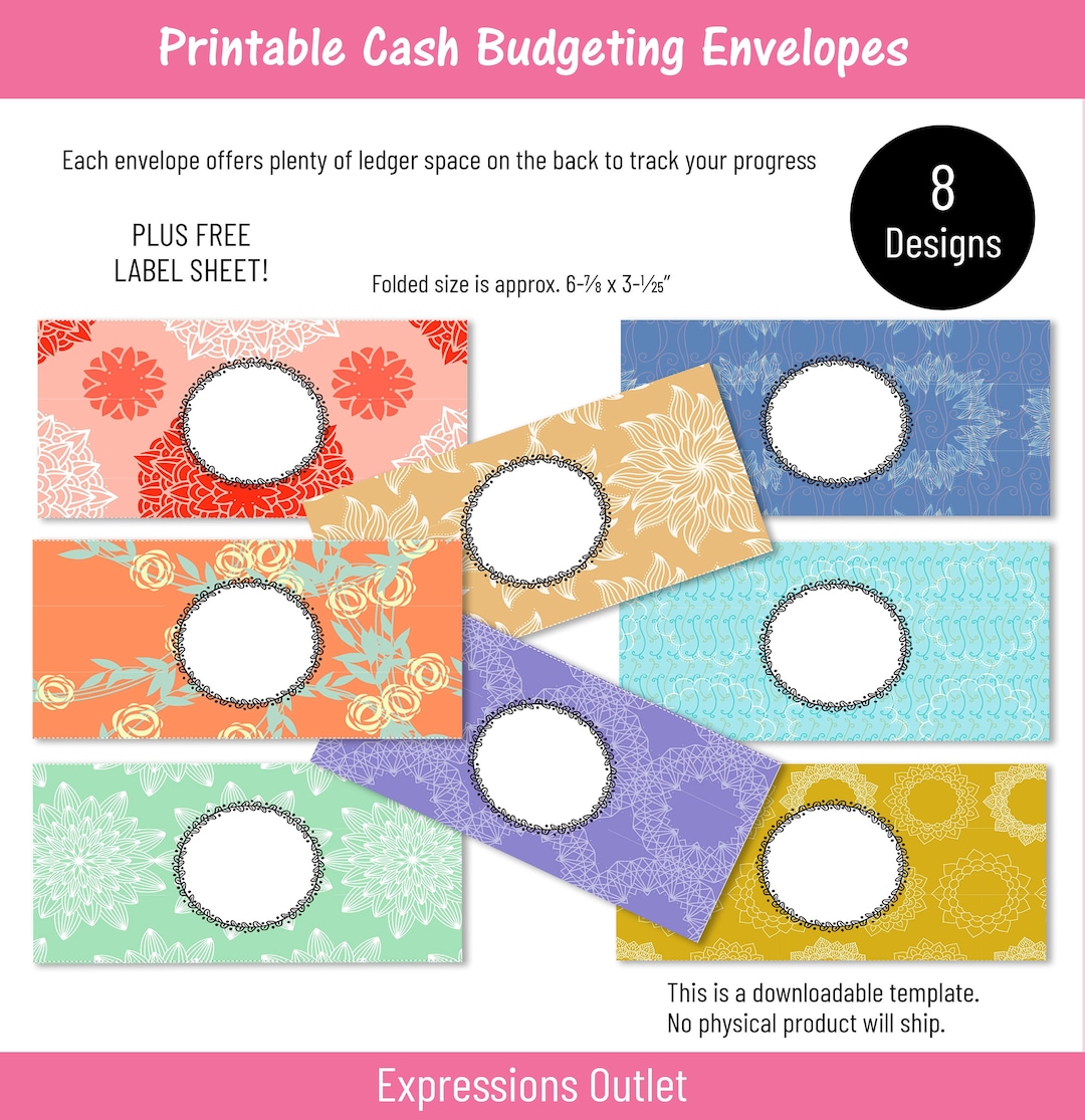 8 Printable Cash Envelope Designs Ramsey Inspired Envelopes, Colorful ...