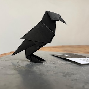 Black Origami Crow in an Envelope Unique Greeting Card Alternative - Etsy