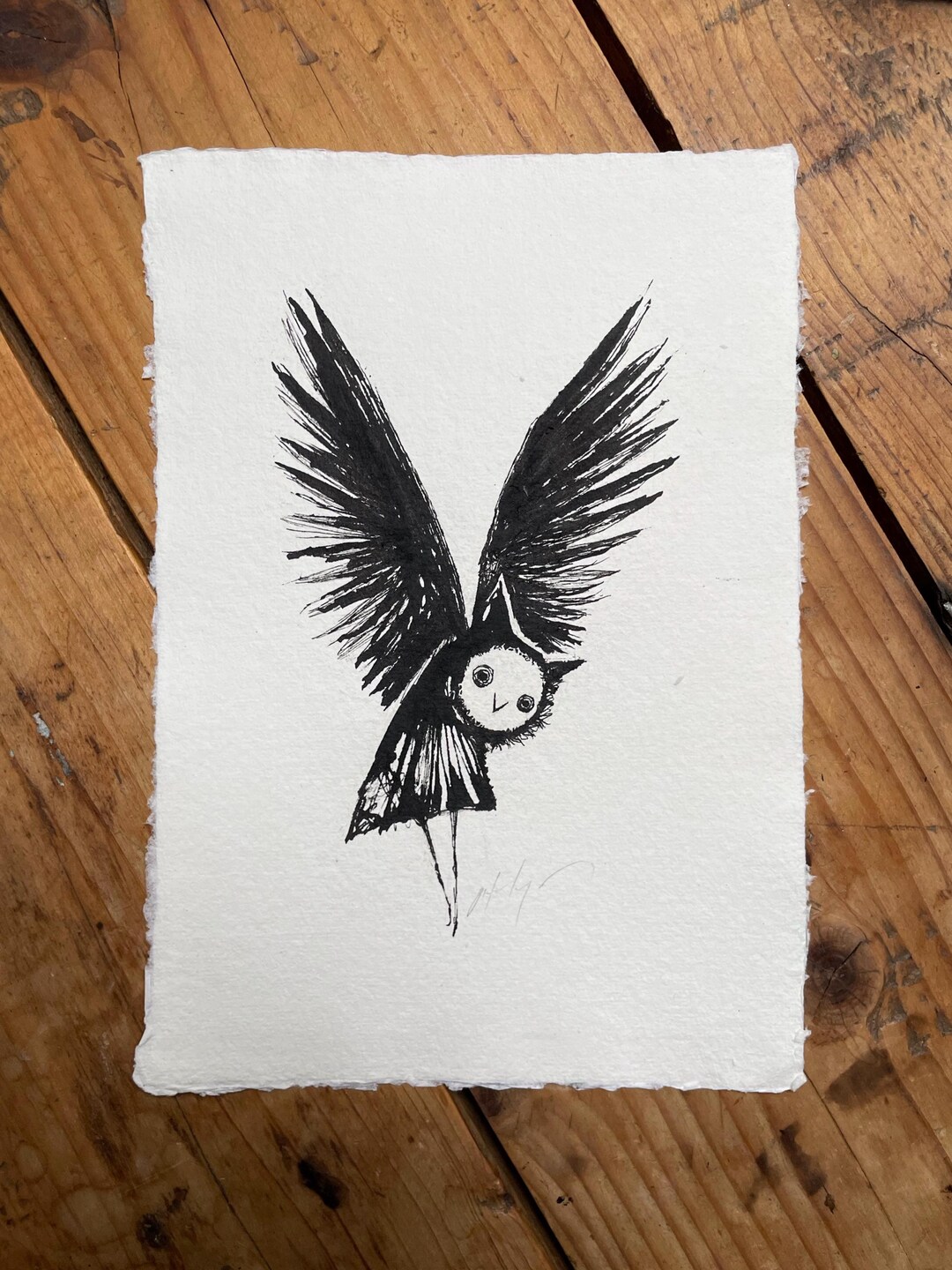 Helyar Tattoos A5 Signed Original Ink Owl Drawing on Handmade Cotton Rag Paper - Etsy UK