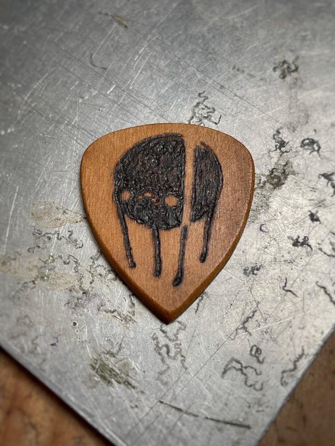 Helyar Tattoos Pyrography Character Olive Wood Plectrum - One of a Kind - Etsy