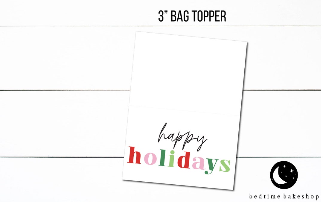 3" Printable Happy Holidays Red Pink Green Colors Bag Topper Cookies ...