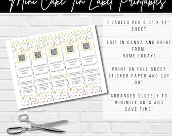 Editable Mini Cake Tin Label Template | Mini Loaf Baking Pan Label ...
