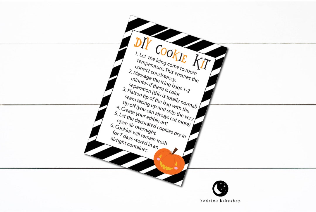 Printable Happy Halloween DIY Cookie Kit Card - 3.5" X 5" Mini Cookie ...
