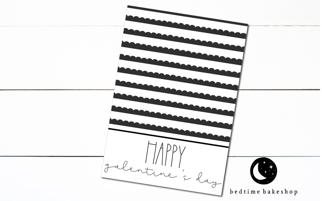 Printable Mini Cookie Card - 3.5" X 5" Happy Galentine's Day Black ...