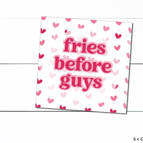 Printable Valentine's Day Cookie Tag fries Happy - Etsy
