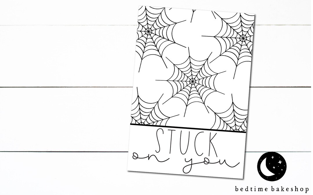 Printable Cookie Card Happy Halloween Stuck on You Spider Cookie 3.5 X ...