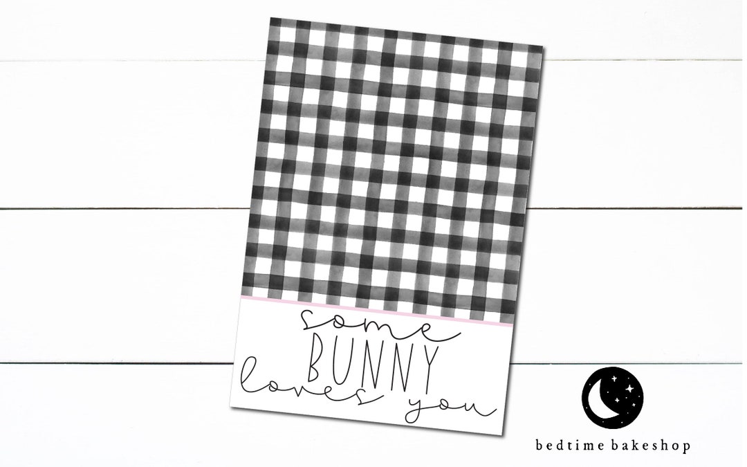 Printable Mini Cookie Card 3.5 X 5 Some Bunny Loves You Easter Black ...